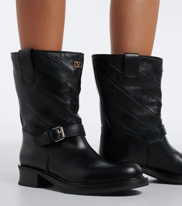 Valentino Garavani Vlogo Leather Biker Boots