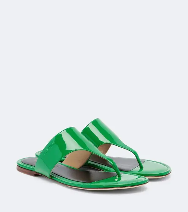TOM FORD Patent Leather Thong Sandals - Green