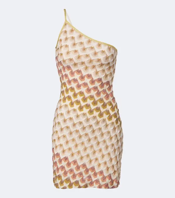 Missoni One-shoulder Lamé Minidress - Beige