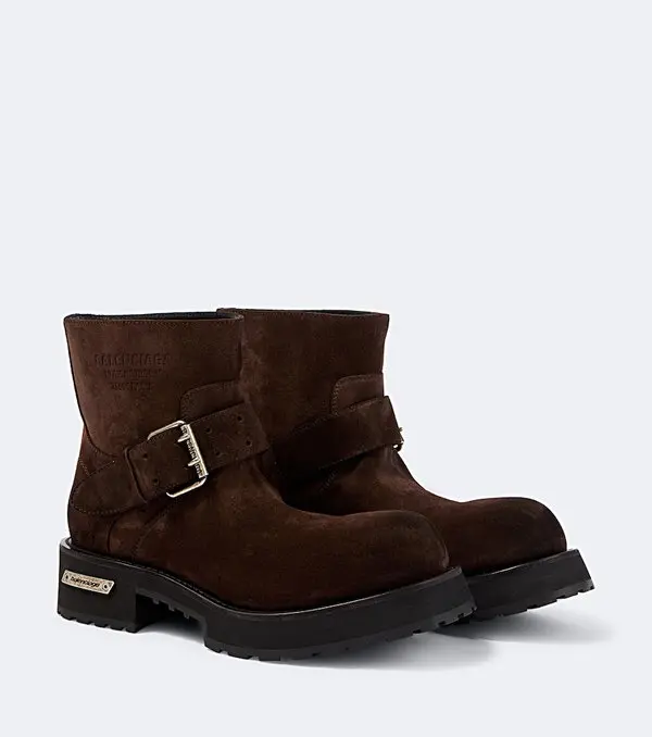 Balenciaga Suede Biker Boots - Brown
