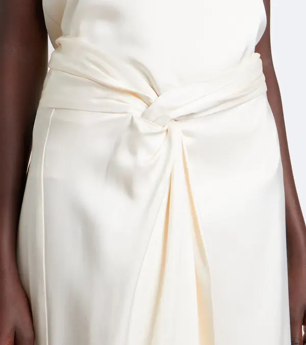 RÓHE Gathered Satin Midi Skirt
