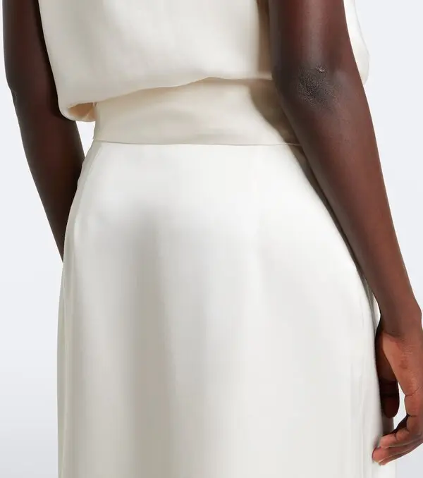 RÓHE Gathered Satin Midi Skirt
