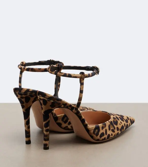 GIANVITO ROSSI Leopard-print Velvet Slingback Pumps