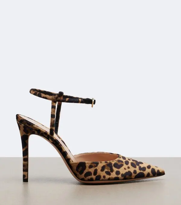 GIANVITO ROSSI Leopard-print Velvet Slingback Pumps