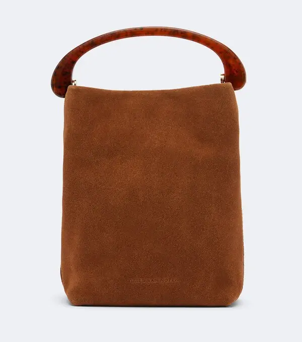 Dries Van Noten Suede Top Handle Bag - Brown