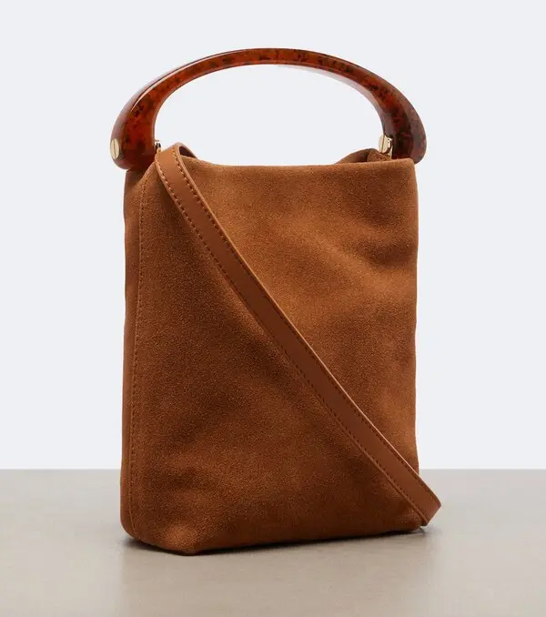 Dries Van Noten Suede Top Handle Bag - Brown