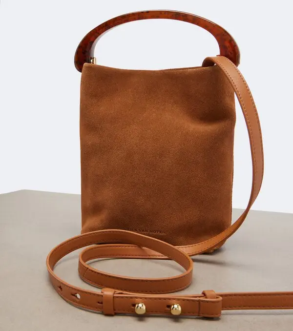 Dries Van Noten Suede Top Handle Bag - Brown