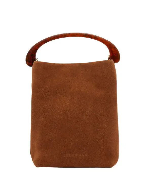 Dries Van Noten Suede Top Handle Bag - Brown