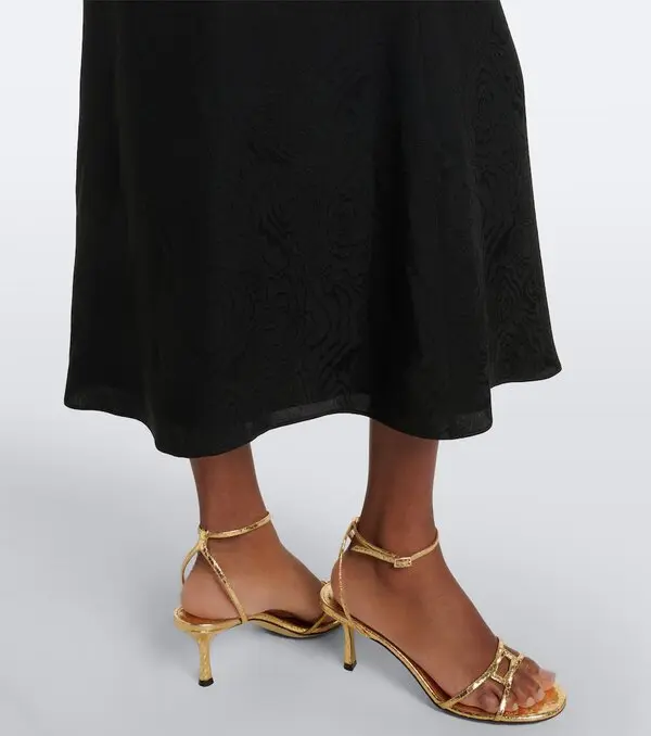 Alessandra Rich Belted Silk Jacquard Midi Dress