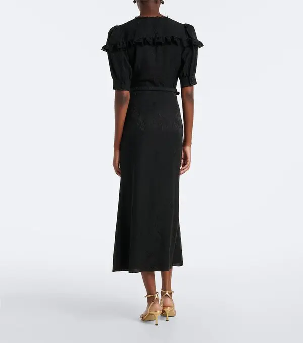 Alessandra Rich Belted Silk Jacquard Midi Dress