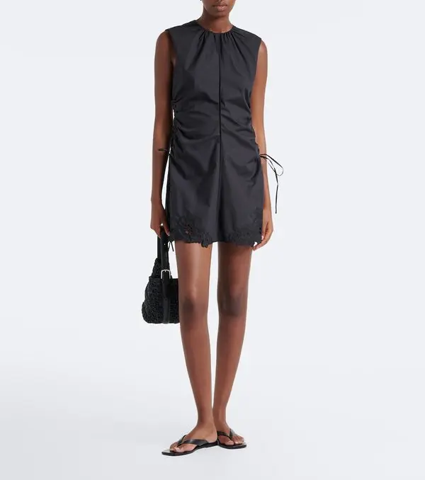SIR. Klara Ruched Cotton Mini Dress - Black