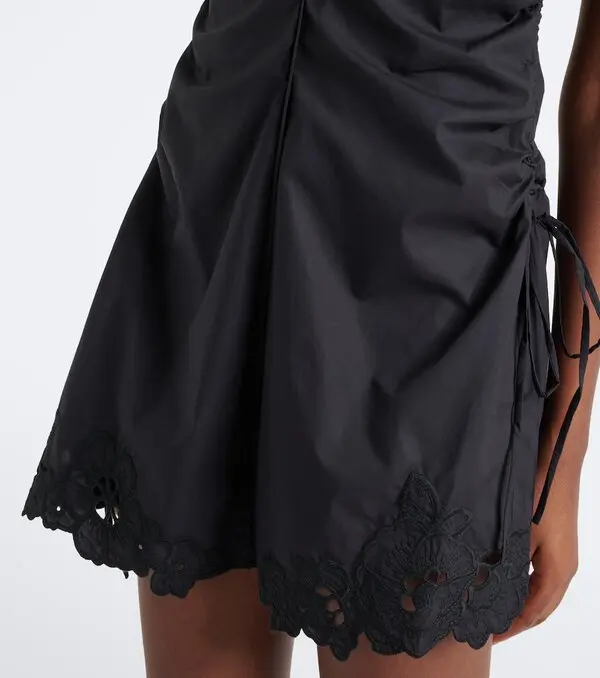 SIR. Klara Ruched Cotton Mini Dress - Black