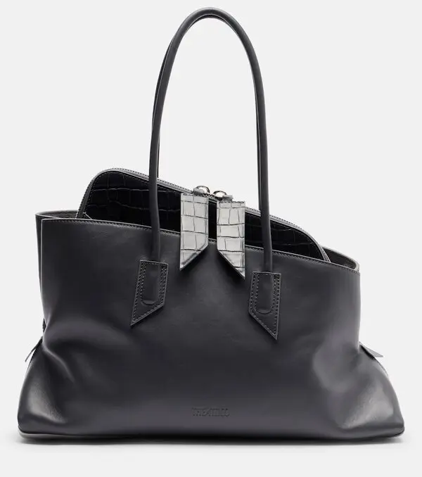 Attico La Passeggiata Medium Leather Tote Bag - Grey