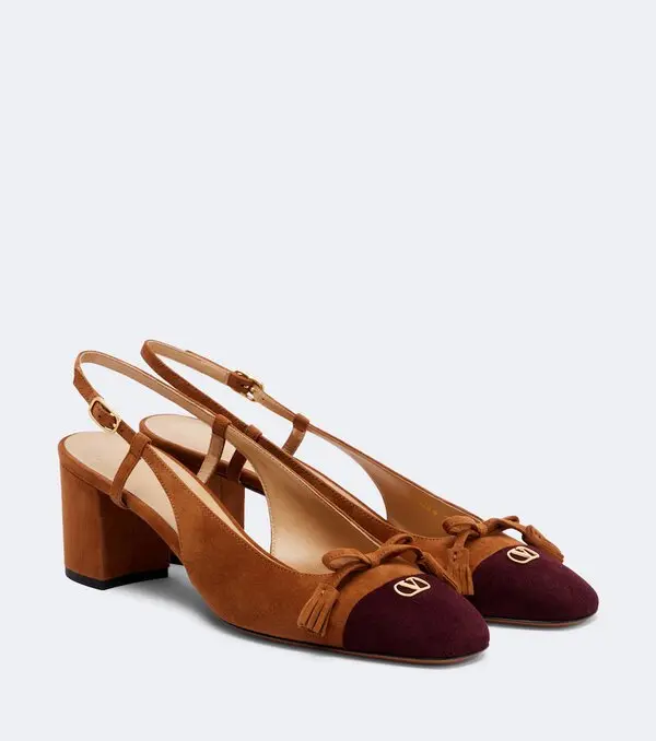 Valentino Garavani Suede Slingback Pumps - Brown