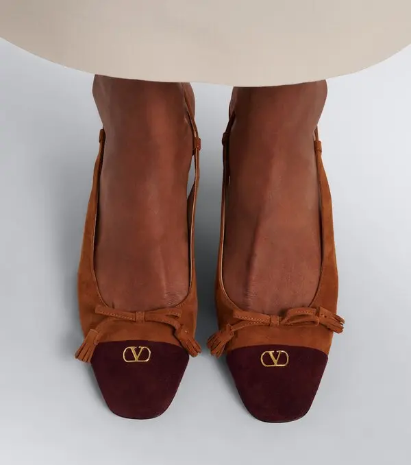 Valentino Garavani Suede Slingback Pumps - Brown