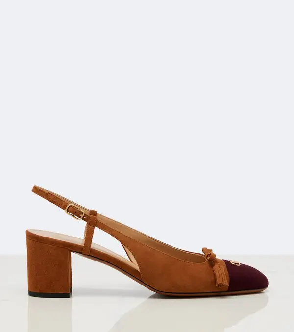 Valentino Garavani Suede Slingback Pumps - Brown