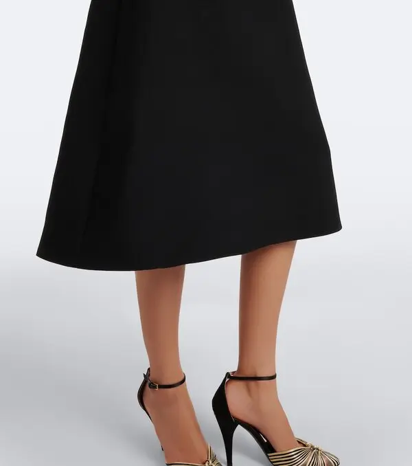 Valentino Garavani Crepe Couture Embellished Midi Dress - Black