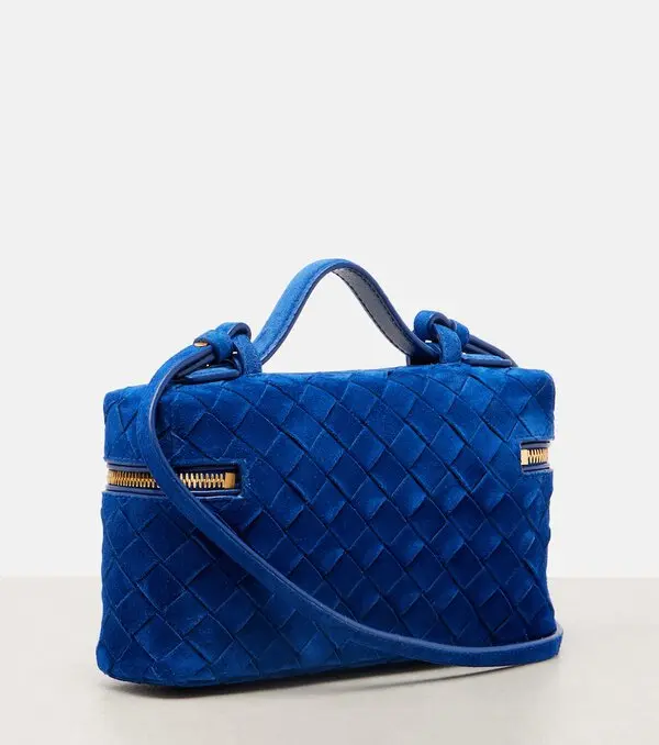 Bottega Veneta Bang Bang Intrecciato Suede Vanity Bag - Blue