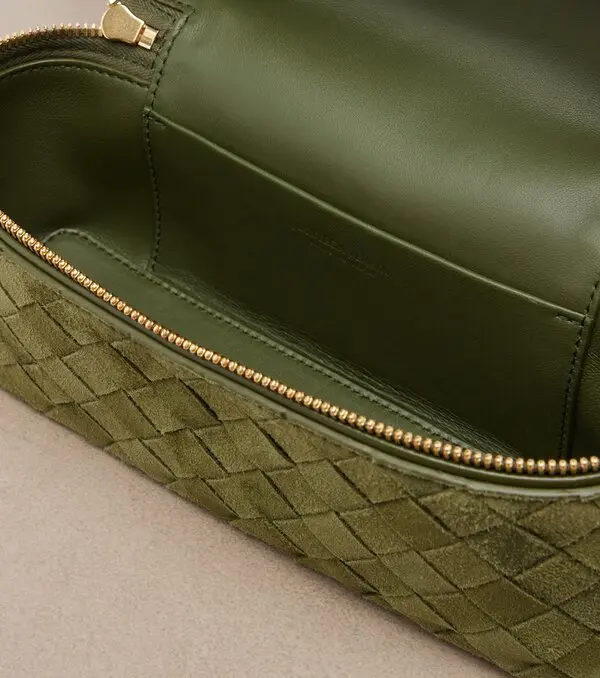 Bottega Veneta Bang Bang Intrecciato Suede Vanity Bag - Green