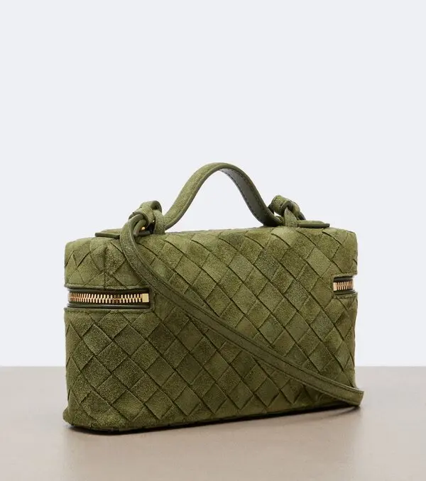 Bottega Veneta Bang Bang Intrecciato Suede Vanity Bag - Green