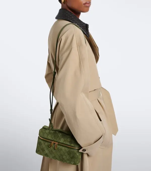 Bottega Veneta Bang Bang Intrecciato Suede Vanity Bag - Green