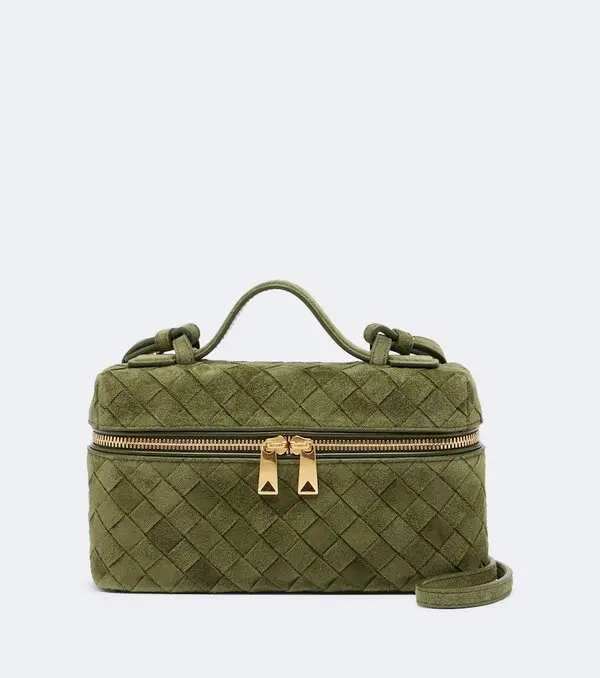 Bottega Veneta Bang Bang Intrecciato Suede Vanity Bag - Green