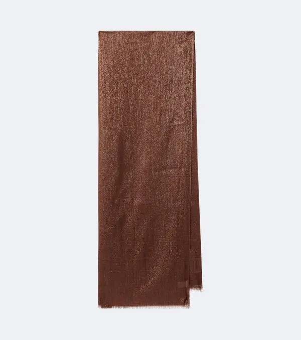 Brunello Cucinelli Lurex® Cashmere And Silk-blend Scarf - Brown