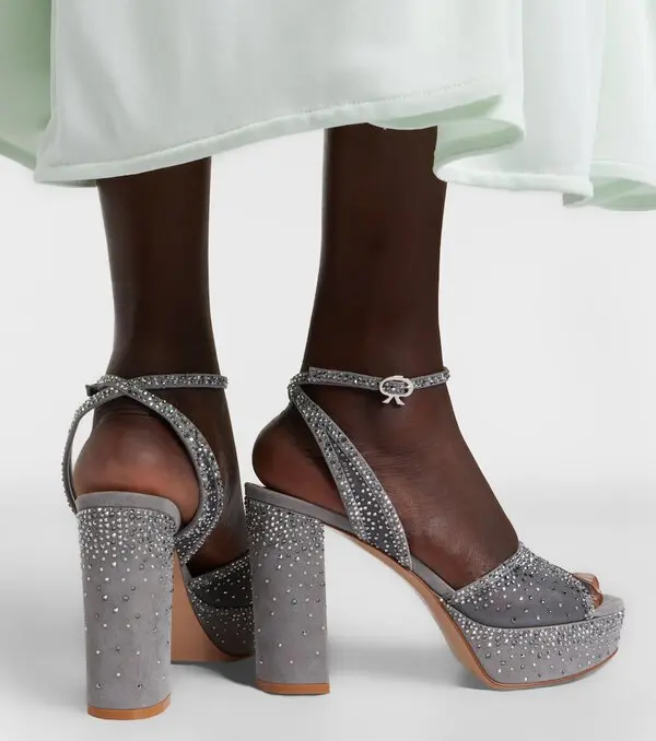 GIANVITO ROSSI Embellished Organza Platform Sandals