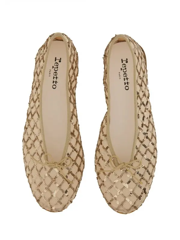 Repetto Ballerina Flats With Sequins And Bow Detail
