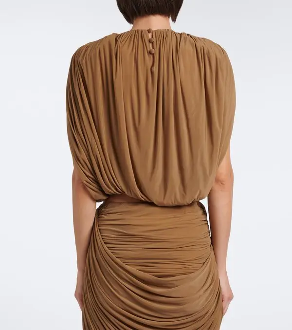 Magda Butrym Draped Jersey Crop Top - Brown