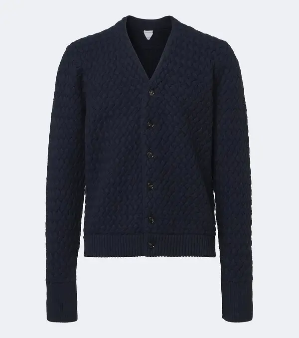 Bottega Veneta Intrecciato Wool Cardigan - Blue