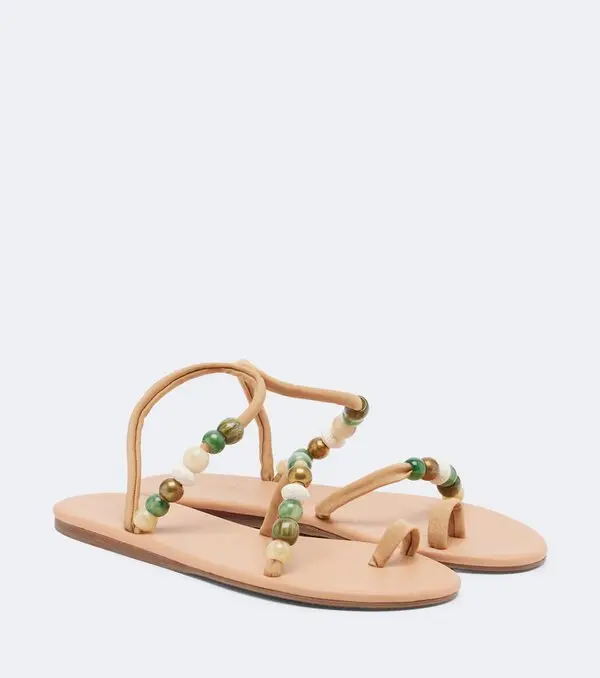 ANCIENT GREEK SANDALS Eleftheria Beaded Open Toe Sandals - Beige