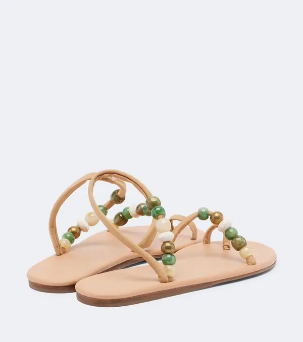 ANCIENT GREEK SANDALS Eleftheria Beaded Open Toe Sandals - Beige