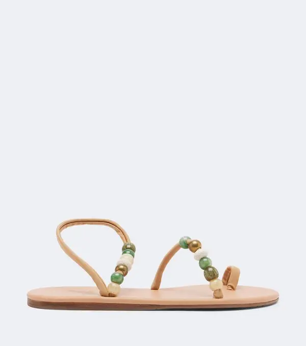 ANCIENT GREEK SANDALS Eleftheria Beaded Open Toe Sandals - Beige