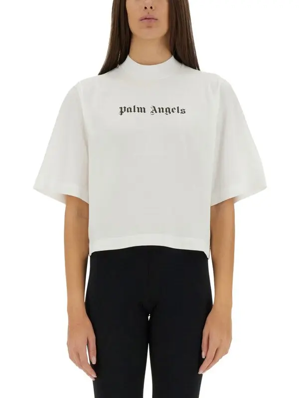 Palm Angels Cropped Logo T-shirt - White