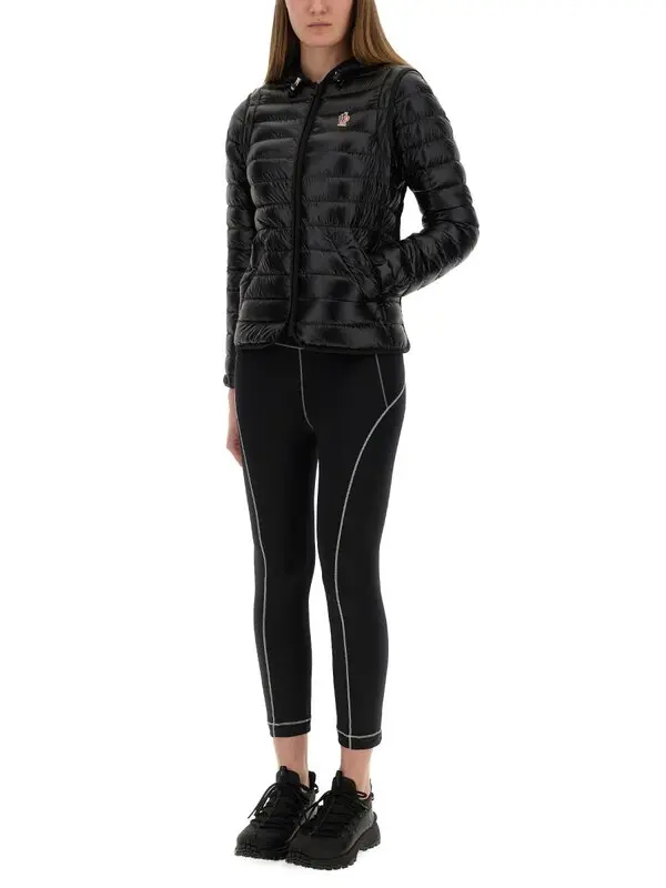 Moncler Leggings With Logo - Black
