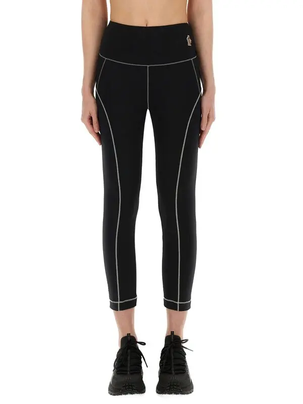 Moncler Leggings With Logo - Black