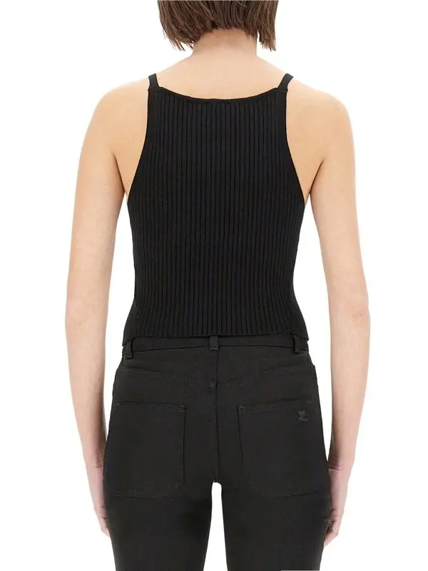 COURREGES Ribbed Knit Tank Top - Black