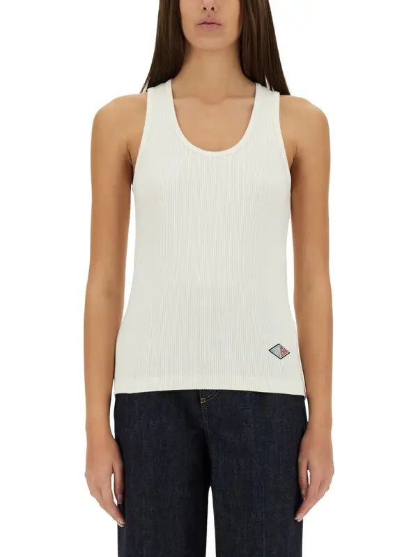 Bottega Veneta Ribbed Cotton Jersey Tank Top - White