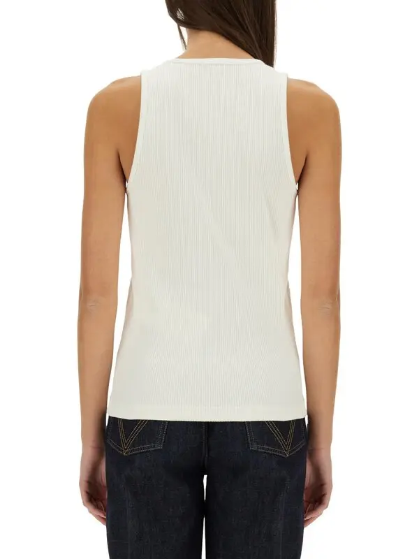 Bottega Veneta Ribbed Cotton Jersey Tank Top - White