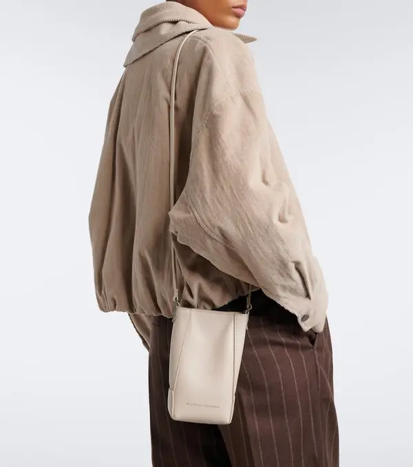 Brunello Cucinelli Duo Mini Monili Leather Phone Pouch