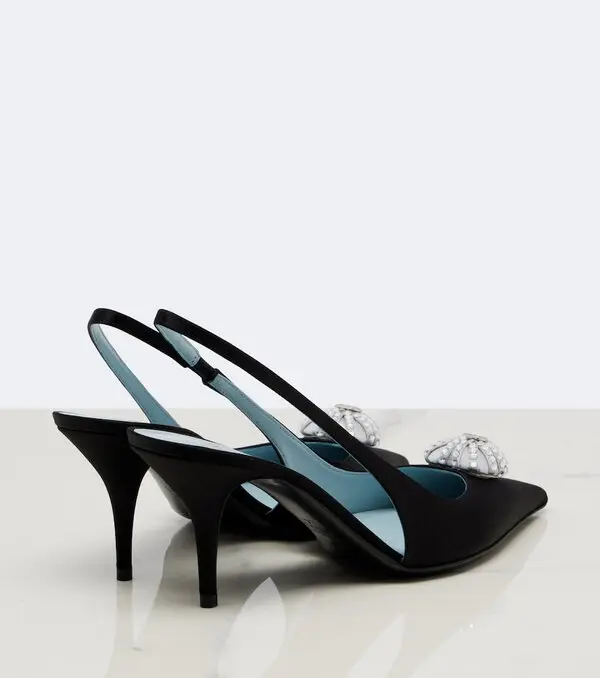 Valentino Garavani Embellished Velvet Slingback Pumps - Black