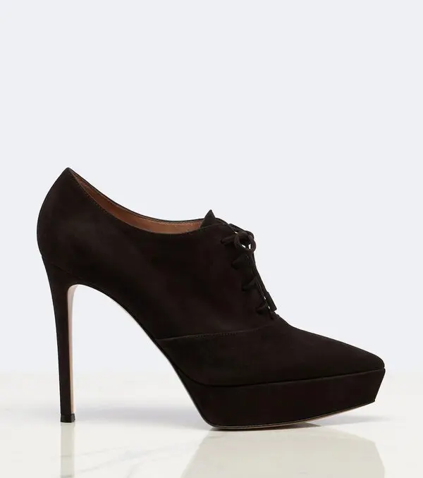 GIANVITO ROSSI Lace-up Suede Platform Pumps