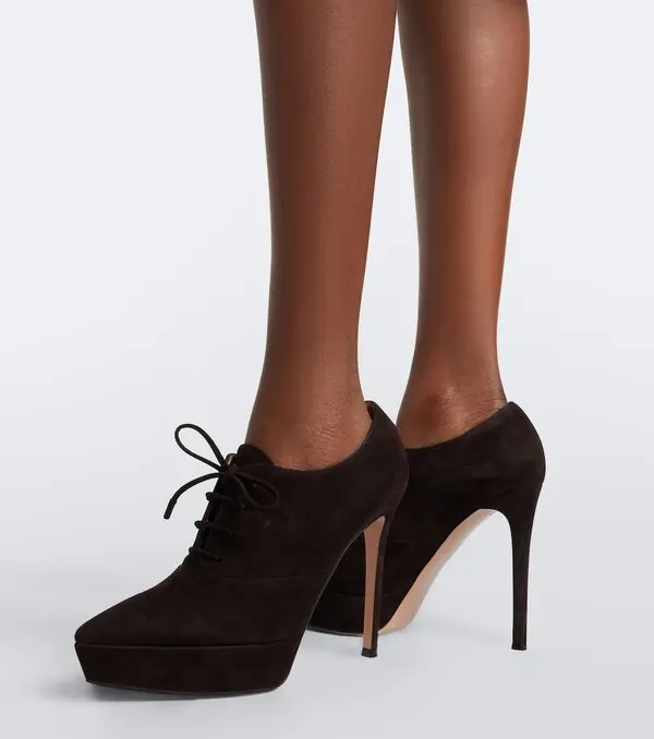 GIANVITO ROSSI Lace-up Suede Platform Pumps