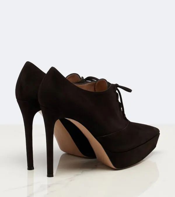 GIANVITO ROSSI Lace-up Suede Platform Pumps