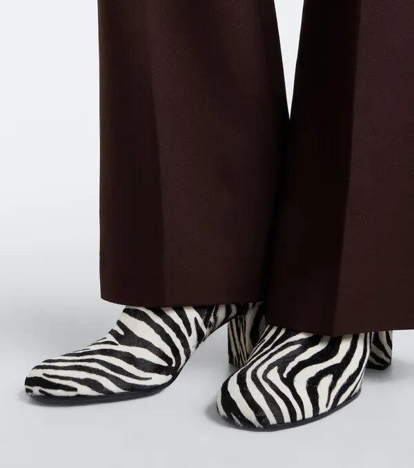 GIANVITO ROSSI Joelle Zebra Print Calf Hair Ankle Boots