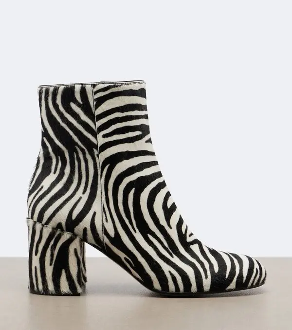 GIANVITO ROSSI Joelle Zebra Print Calf Hair Ankle Boots