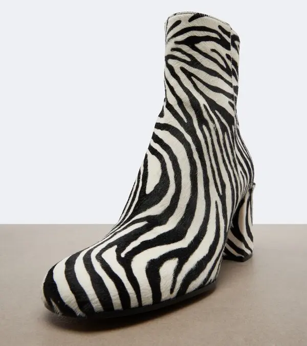 GIANVITO ROSSI Joelle Zebra Print Calf Hair Ankle Boots