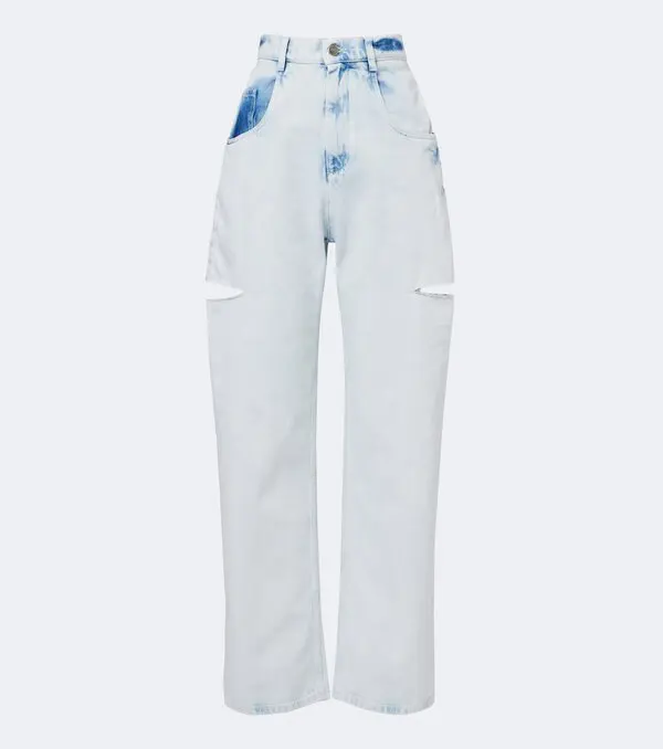 MAISON MARGIELA Cutout Barrel-leg Jeans In Bleached Indigo - Blue