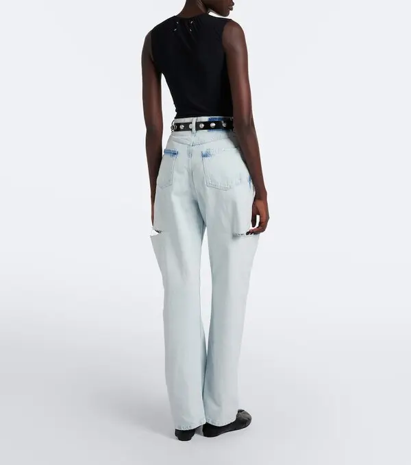 MAISON MARGIELA Cutout Barrel-leg Jeans In Bleached Indigo - Blue